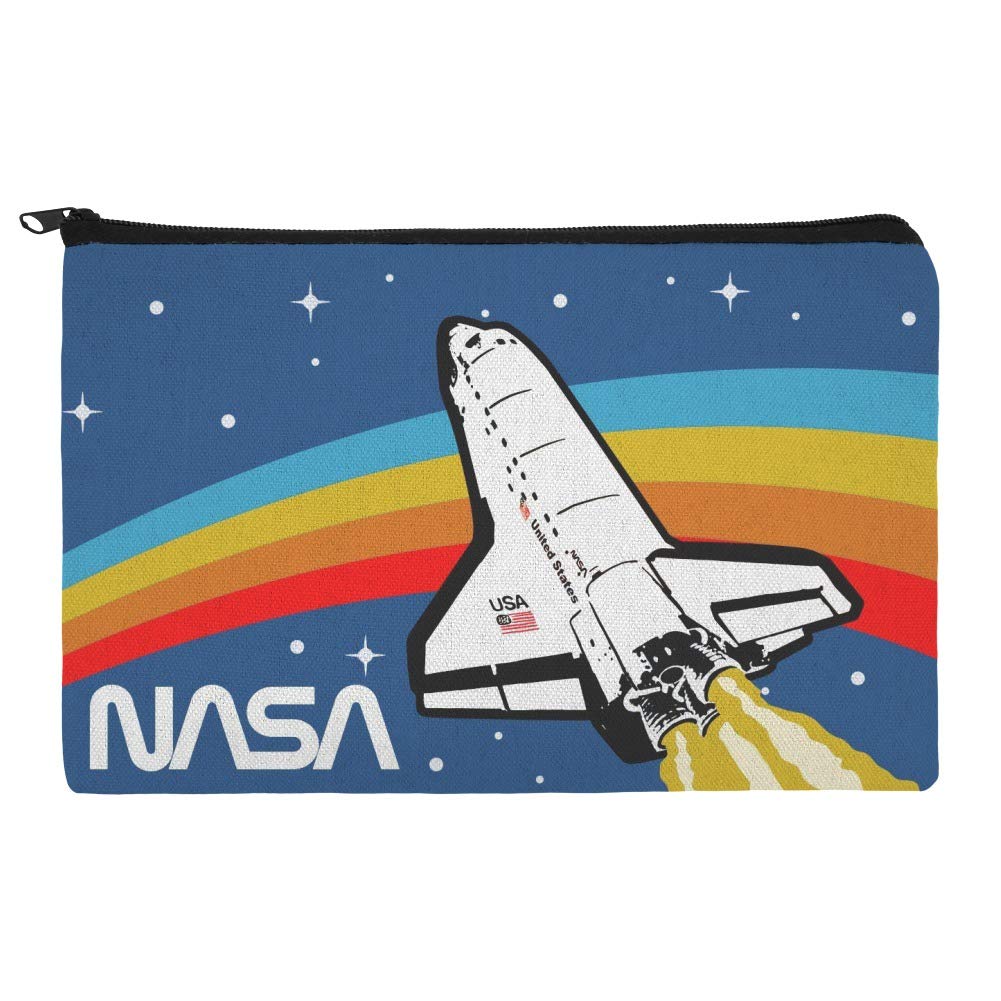 GRAPHICS & MORE NASA Logo Over Space Shuttle with Rainbow Pencil Pen Organizer Zipper Pouch Case