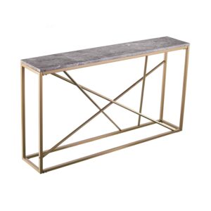 sei furniture arendal faux marble skinny console table, living room, hall/ entry dining room modern style powder-coated iron, gold