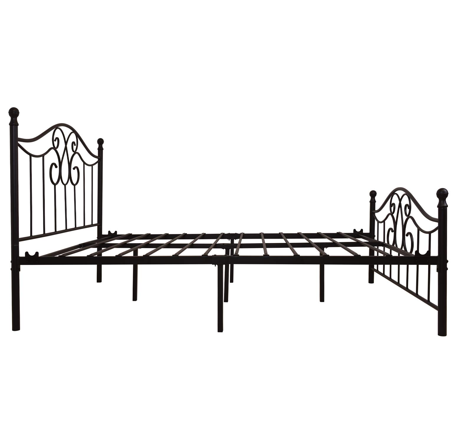 YALAXON Vintage Sturdy Metal Bed Frame with Headboard and Footboard Basic Bed Frame No Box Spring (Queen, Black)