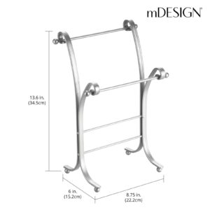 mDesign Steel Countertop Hand Towel Holder - 2-Tier Freestanding Small Towel Stand for Bathroom Counter and Vanity - Washcloth, Tea Towel, and Hand Towel Holder Stand - Hyde Collection - Chrome