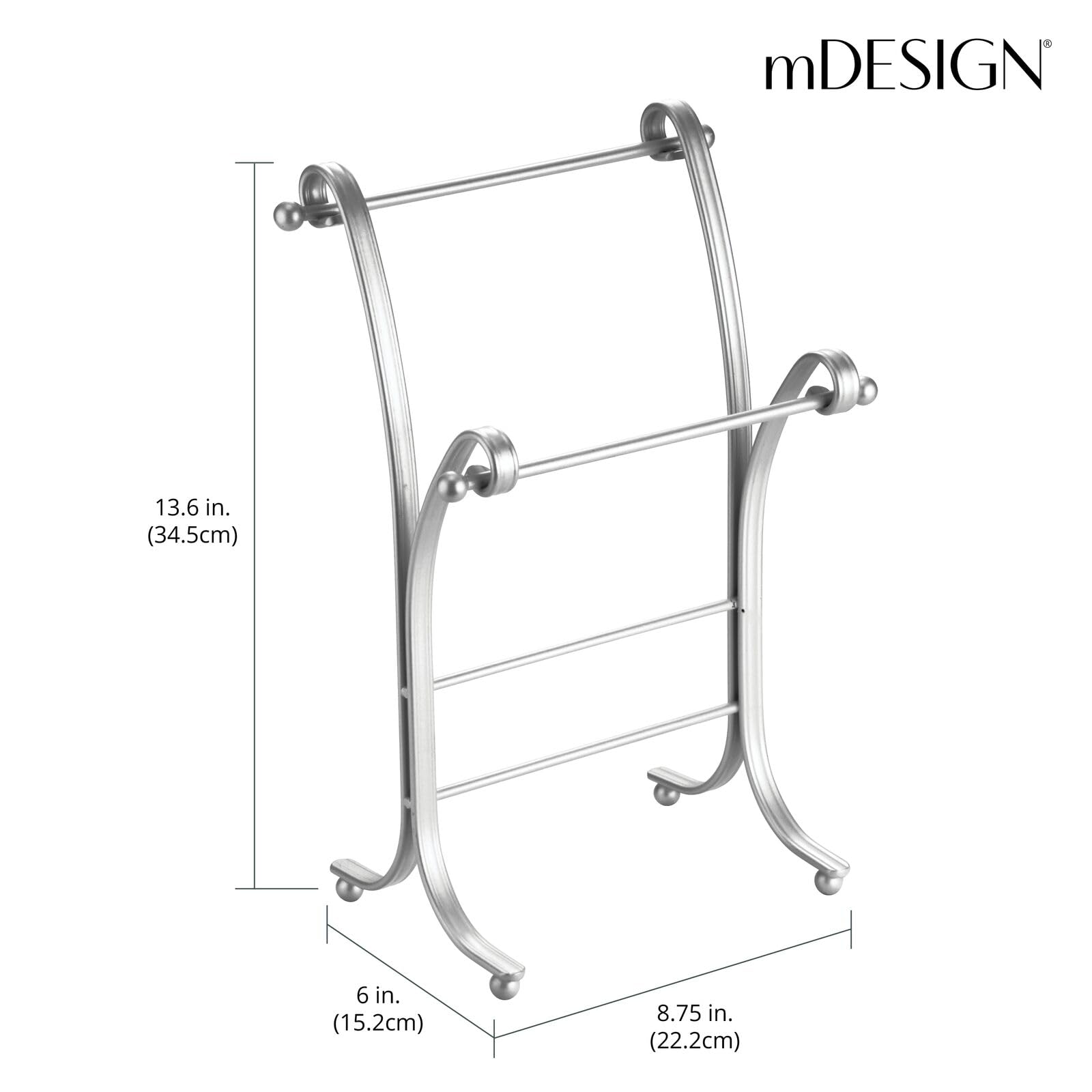 mDesign Steel Countertop Hand Towel Holder - 2-Tier Freestanding Small Towel Stand for Bathroom Counter and Vanity - Washcloth, Tea Towel, and Hand Towel Holder Stand - Hyde Collection - Chrome