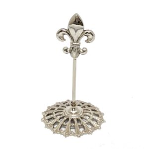 Fleur di lis Place Card Holder Table Card/Number Holder Recipe Holder Filigree Design Base Silver Color Solid Brass 6" High Set of 6