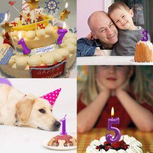 7th Birthday Candle Seven Years Purple Happy Birthday Number 7 Candles for Cake Topper Decoration for Party Kids Adults Numeral 70 47 27 37 77 75