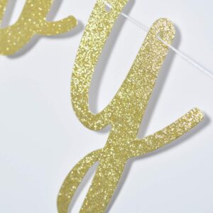 Happy 40th Birthday Banner for 40th Birthday Party Pre-Strung Decorations (Gold & Black Glitter)