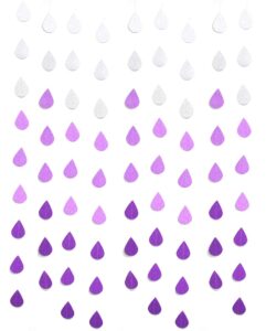 lauthen.s raindrop garland, 38ft glitter paper garland for baby shower birthday wedding backdrop party hanging decoration nursery home ornaments purple