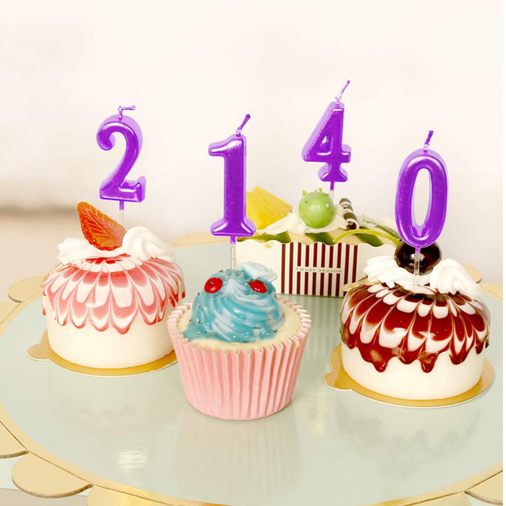 7th Birthday Candle Seven Years Purple Happy Birthday Number 7 Candles for Cake Topper Decoration for Party Kids Adults Numeral 70 47 27 37 77 75