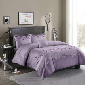 feelyou european jacquard duvet cover set queen retro floral bedding cover purple for girls women royal luxury embroidered flowers branch bed cover microfiber comforter cover 3 pieces