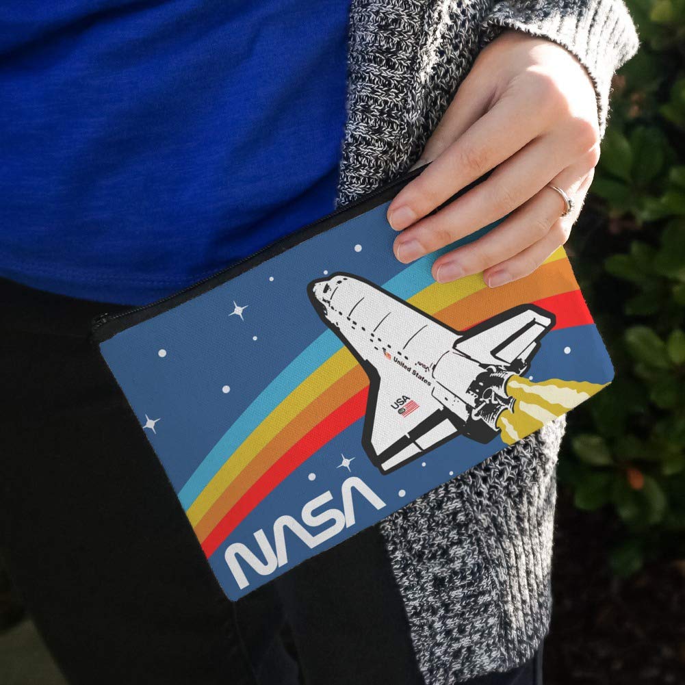 GRAPHICS & MORE NASA Logo Over Space Shuttle with Rainbow Pencil Pen Organizer Zipper Pouch Case