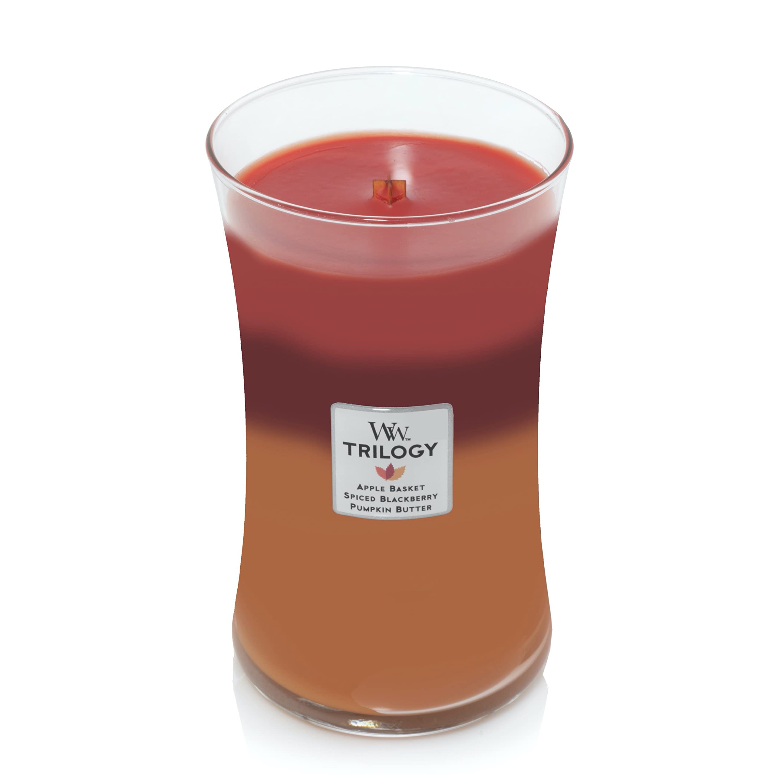 WoodWick Autumn Harvest Trilogy Large Hourglass Trilogy Candle, Crackles as it burns, Perfect for Gifting