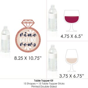 Big Dot of Happiness Vino Before Vows - Winery Bridal Shower or Bachelorette Party Centerpiece Sticks - Table Toppers - Set of 15