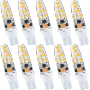 lemeng 15watt t10 wedge base led light bulb 2w 180lm,3000k warm white,ac/dc12v for outdoor landscape rv camper marine boat dome lighting-10 pack