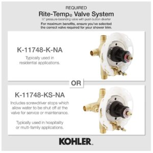 KOHLER Purist Rite-temp Bath and Shower Trim with Lever Handle and 1.75 Gpm Showerhead