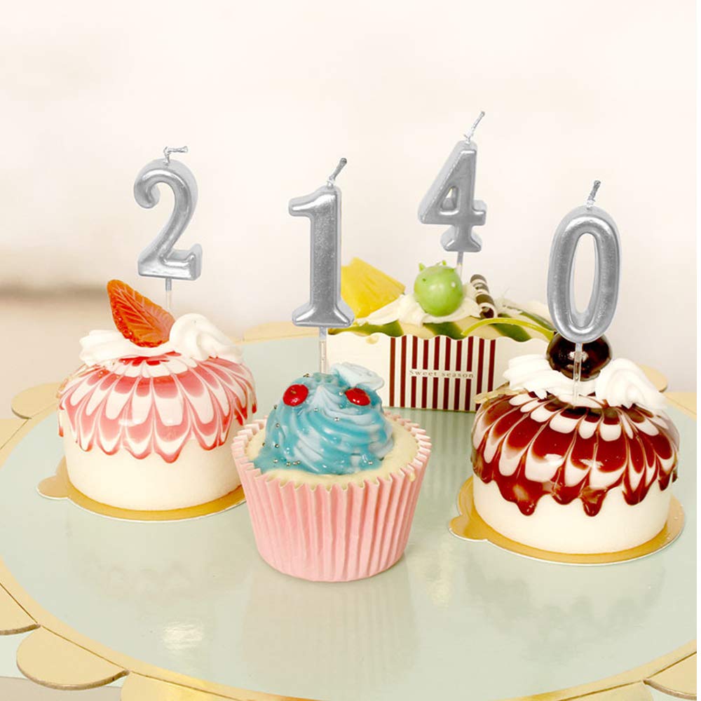 1st Birthday Candle First Year Silvery Happy Birthday Number One Candles for Cake Topper Decoration for Party Kids Adults Numeral 1 10 100 11 21 16 14 12 18 13 11 91