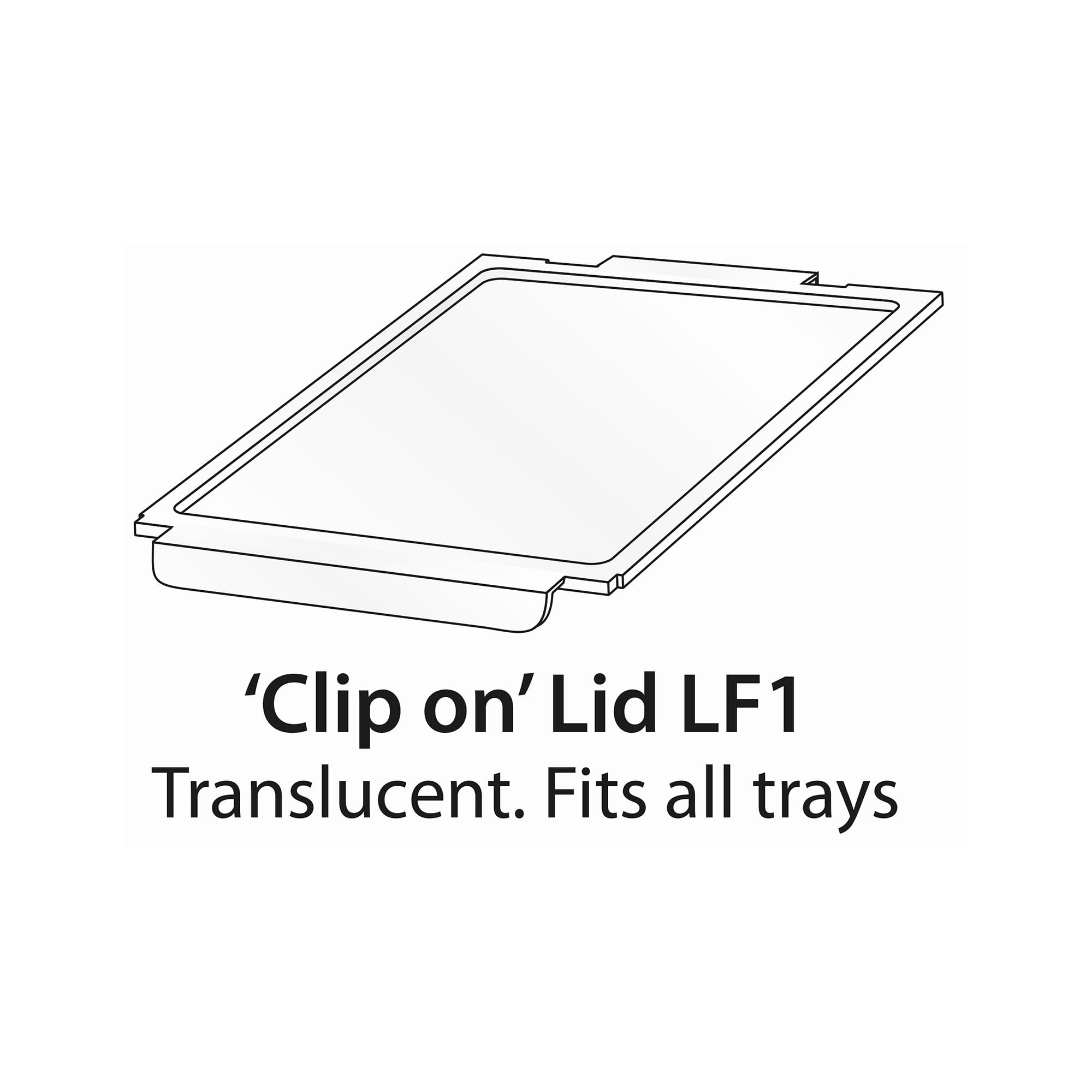 Gratnells Pack of 8 Clip on Translucent Lids, Fits All Standard F Trays, Easily See and Secure Contents, Universal fit for all size Bins (8 Pack)