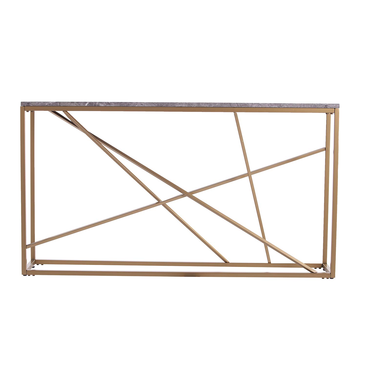 SEI Furniture Arendal Faux Marble Skinny Console Table, Living Room, Hall/ Entry Dining Room Modern Style Powder-Coated Iron, Gold