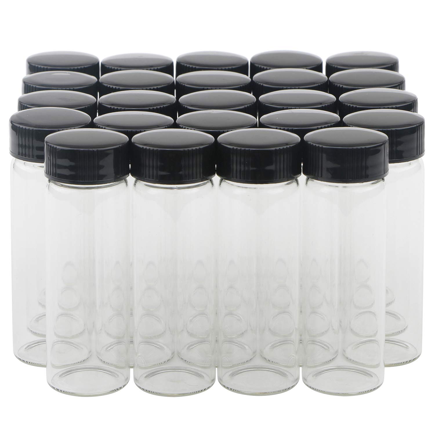 30 ml (1 Oz) Clear Glass Vials Liquid Sample Transparent Glass Bottles Screwcap Lab Capacity Container Pack of 24