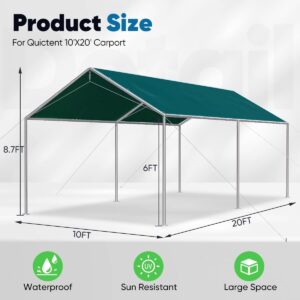 Quictent 10x20 ft Heavy Duty Car Canopy Galvanized Frame Carport Outdoor Party Tent Boat Shelter with 3 Reinforced Steel Cables - Green