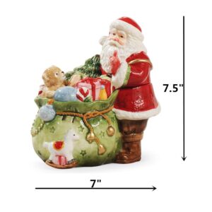 Minigift Ceramic Christmas Storage Container With Lid Candy and Cook Jar ，3D Handpainted Santa Claus Design