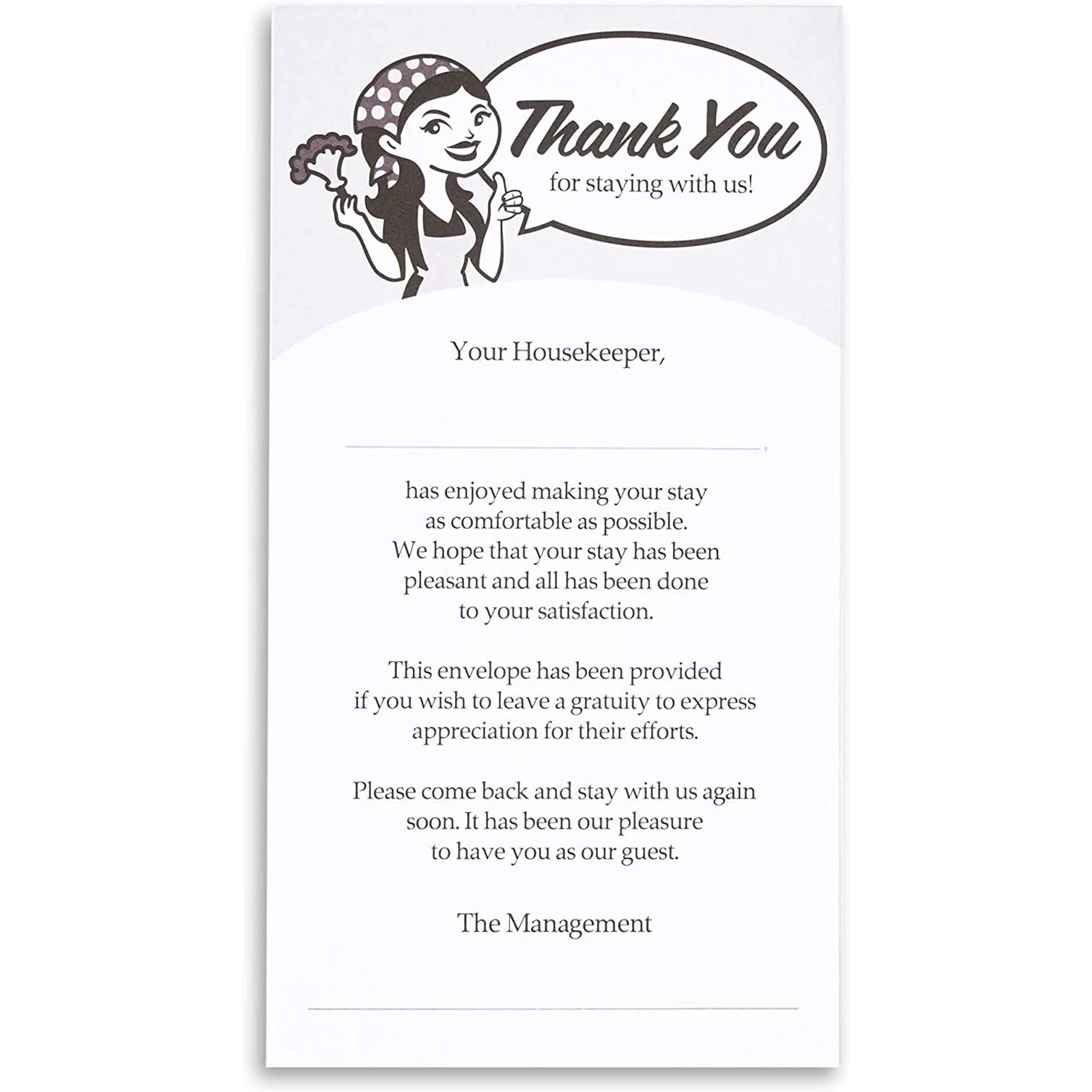 Juvale 500 Pack Housekeeping Tip Envelopes Bulk, Thank You Envelopes for Cash, Coins, Gratuity for Hotel (3.5x6.5 in)