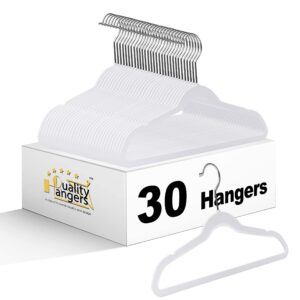 quality kids plastic 30 pack non velvet non-flocked thin compact children's hangers swivel hook for shirts blouse coats (white, 30)