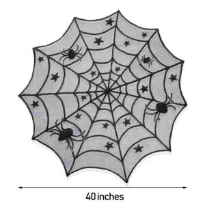 Lulu Home Halloween Table Cover, Round Black Spider Web Halloween Table Toppers for Festival Party Decoration