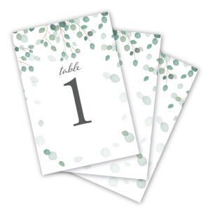 up the moment eucalyptus table numbers wedding, 1-25, centerpiece decorations, double sided 4x6, numbers 1-25 and head table card included, for table number holders