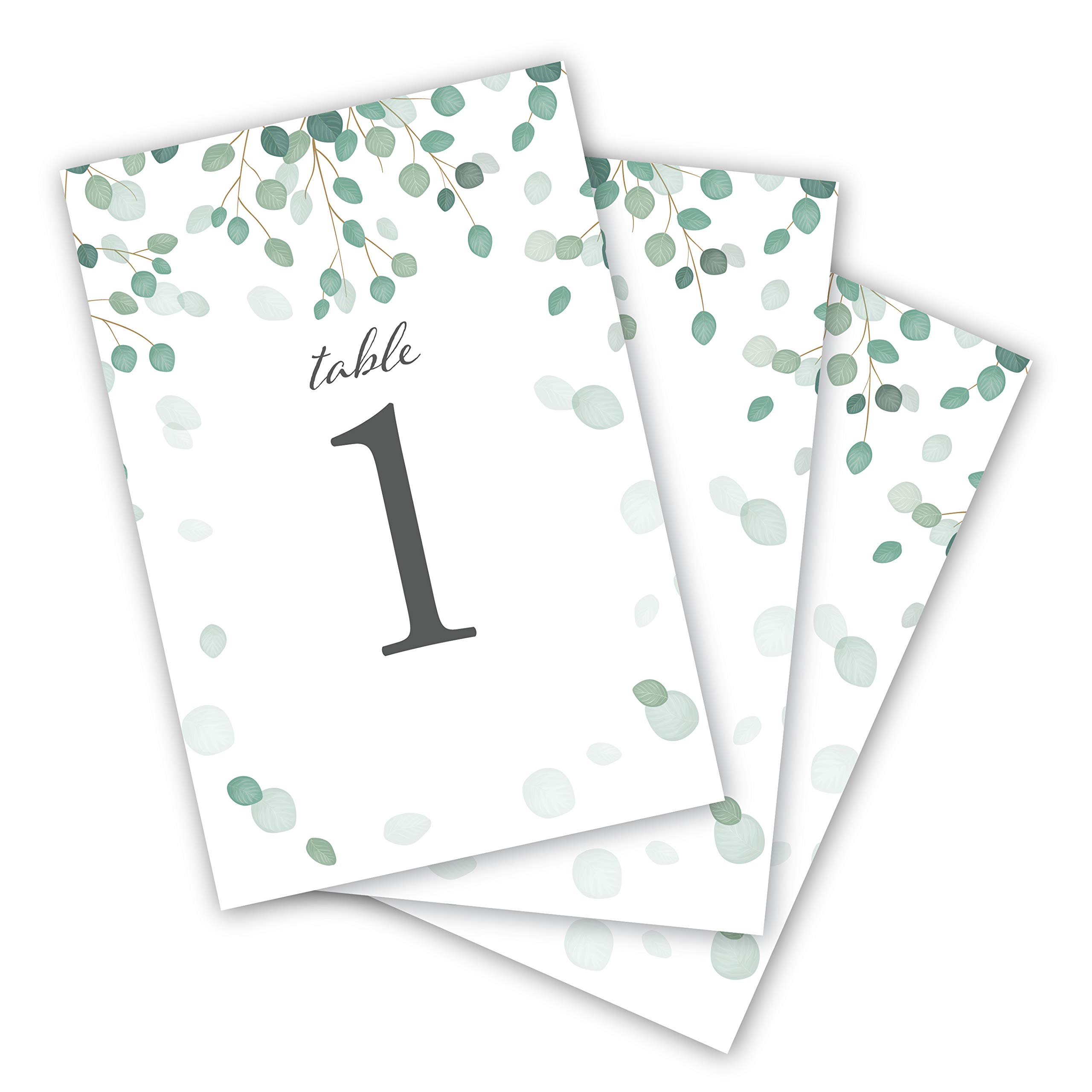 UP THE MOMENT Eucalyptus Table Numbers Wedding, 1-25, Centerpiece Decorations, Double Sided 4x6, Numbers 1-25 and Head Table Card Included, for Table Number Holders