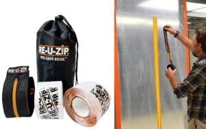 re-u-zip® heavy-duty reusable dust barrier zipper | starter kit | patented hook & loop system | cost-effective & reliable | lockable safety feature