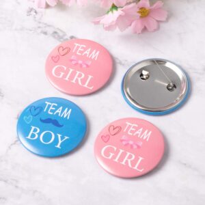 Favide 40 Pieces Gender Reveal Button Team Boy Girl Button Pins for Baby Shower Party Supplies, 2 Inches