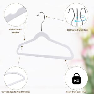 Quality Kids Plastic 30 Pack Non Velvet Non-Flocked Thin Compact Children's Hangers Swivel Hook for Shirts Blouse Coats (White, 30)