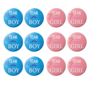 favide 40 pieces gender reveal button team boy girl button pins for baby shower party supplies, 2 inches