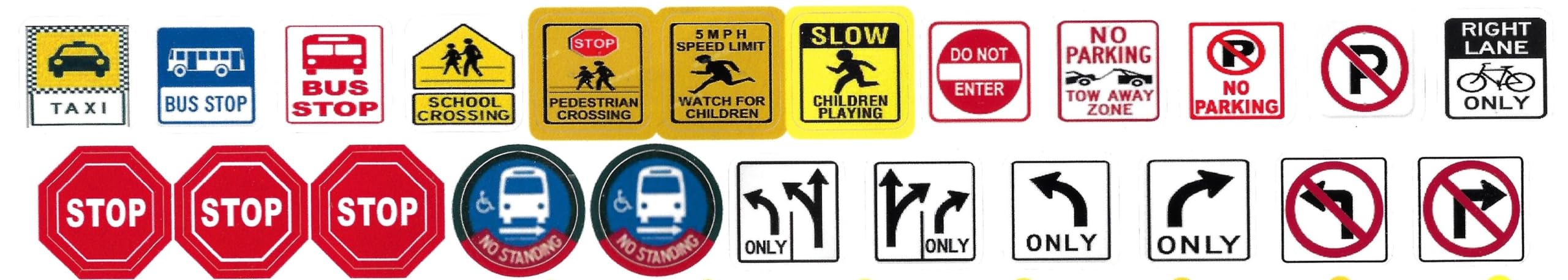 Educational Driving Traffic City Street Road Signs Stickers Set of 36 Vinyl Waterproof for Children 1:64 Scale HO, Arts & Crafts Supplies idea