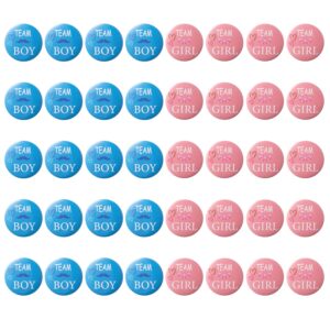 Favide 40 Pieces Gender Reveal Button Team Boy Girl Button Pins for Baby Shower Party Supplies, 2 Inches