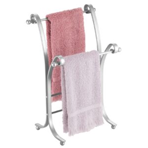 mDesign Steel Countertop Hand Towel Holder - 2-Tier Freestanding Small Towel Stand for Bathroom Counter and Vanity - Washcloth, Tea Towel, and Hand Towel Holder Stand - Hyde Collection - Chrome