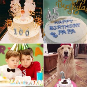 1st Birthday Candle First Year Silvery Happy Birthday Number One Candles for Cake Topper Decoration for Party Kids Adults Numeral 1 10 100 11 21 16 14 12 18 13 11 91