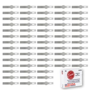 excel blades chisel replacement blades, set of 50 carbon steel blades for precision cutting & trimming, multi-purpose professional, hobby, and crafting tools