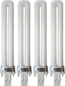 (pack of 4) 13 watt single tube 2 pin gx23 base - 5000k bright white 50k - cfl light bulb - replacement for sylvania 21135 cf13ds/850- philips 146878 pl-s 13w/850 and ge 97572 f13bx/850