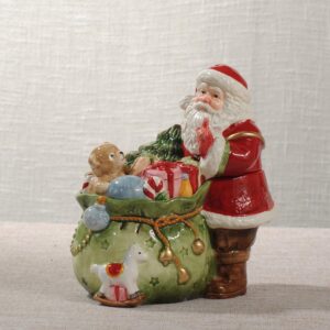 Minigift Ceramic Christmas Storage Container With Lid Candy and Cook Jar ，3D Handpainted Santa Claus Design