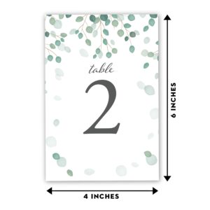 UP THE MOMENT Eucalyptus Table Numbers Wedding, 1-25, Centerpiece Decorations, Double Sided 4x6, Numbers 1-25 and Head Table Card Included, for Table Number Holders