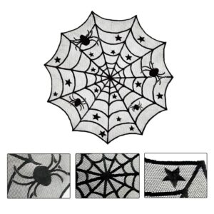 Lulu Home Halloween Table Cover, Round Black Spider Web Halloween Table Toppers for Festival Party Decoration