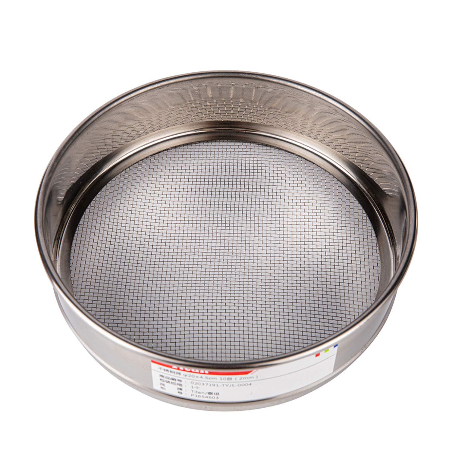 Adamas-Beta φ20×4.5cm Diameter 10 Mesh 304 Stainless Lab Sieves Economy Test Sieve 304 Stainless Steel Wire Cloth（2mm）