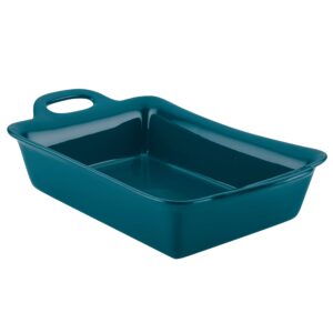 rachael ray solid glaze ceramics bakeware / lasagna pan / baker, rectangle - 9 inch x 13 inch, teal