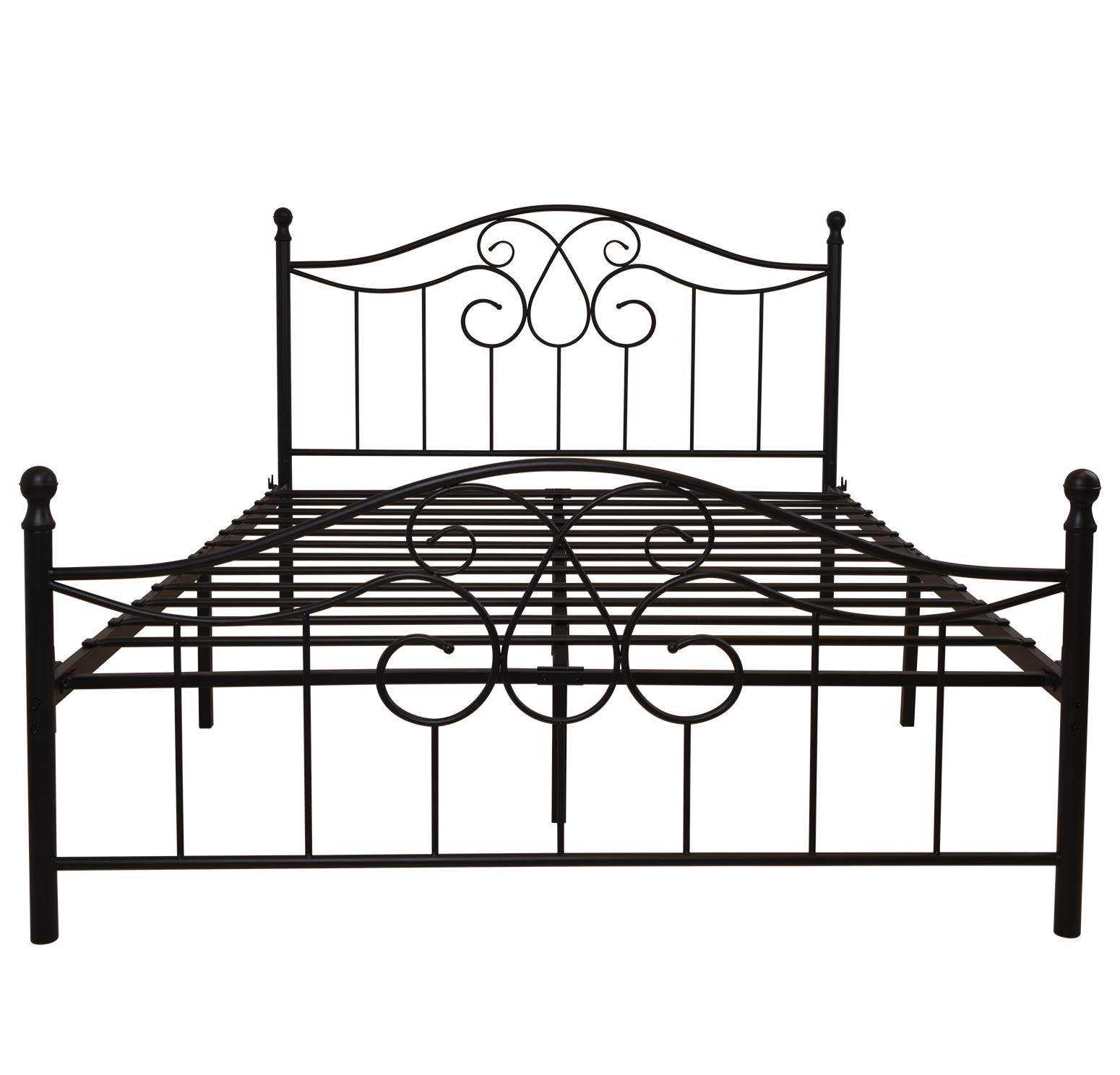 YALAXON Vintage Sturdy Metal Bed Frame with Headboard and Footboard Basic Bed Frame No Box Spring (Queen, Black)