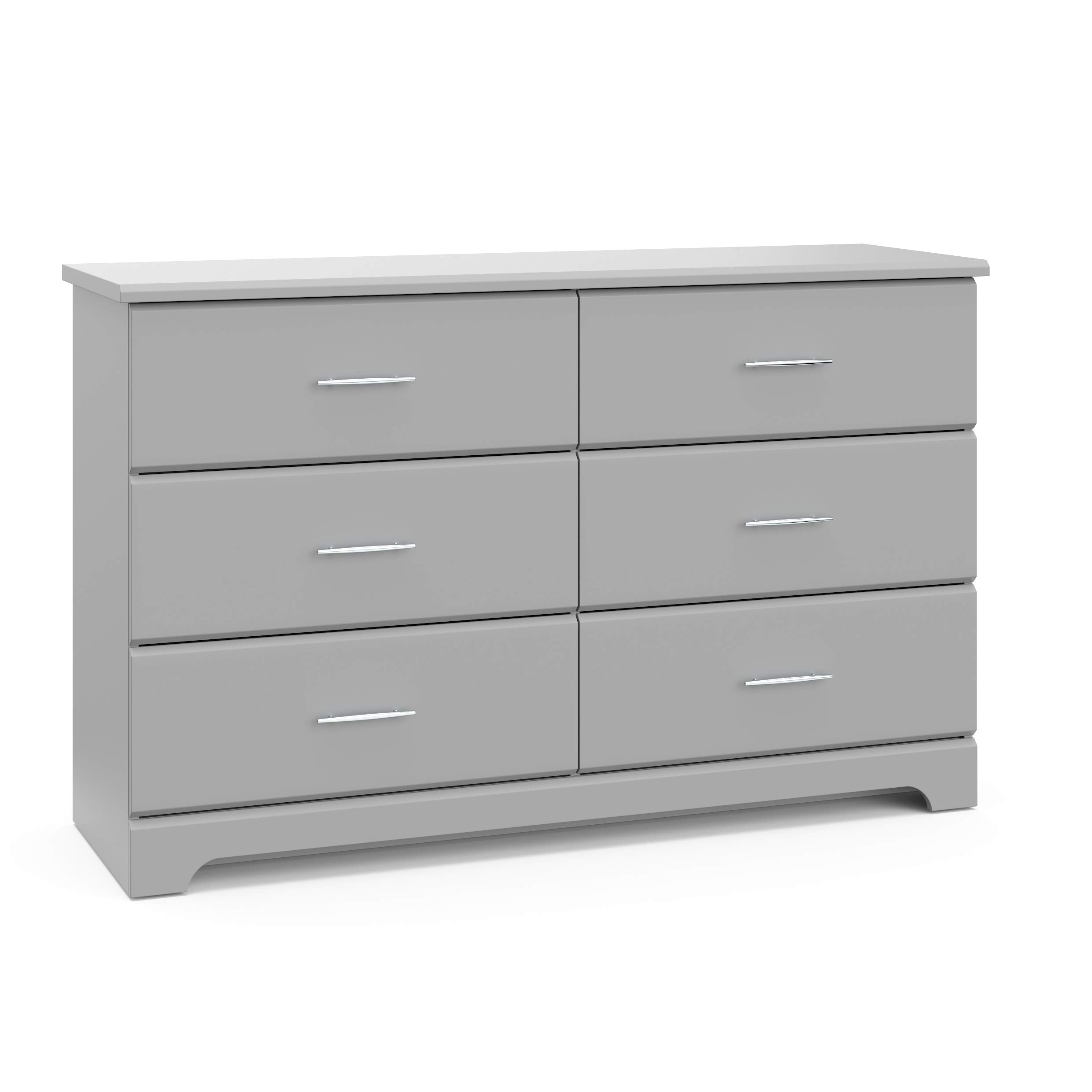 Storkcraft Brookside 6 Drawer Double Dresser (Pebble Gray) – GREENGUARD Gold Certified, Easy-to-Match Double Dresser for Nursery and Kids Bedroom, Wide Dresser Organizer for Children’s Bedroom