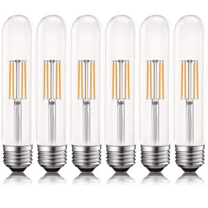 luxrite vintage t9 led tube light bulbs 60w equivalent, 2700k warm white, 550 lumens, dimmable edison tubular light bulbs 5w, clear glass, led filament bulb, ul listed, e26 standard base (6 pack)