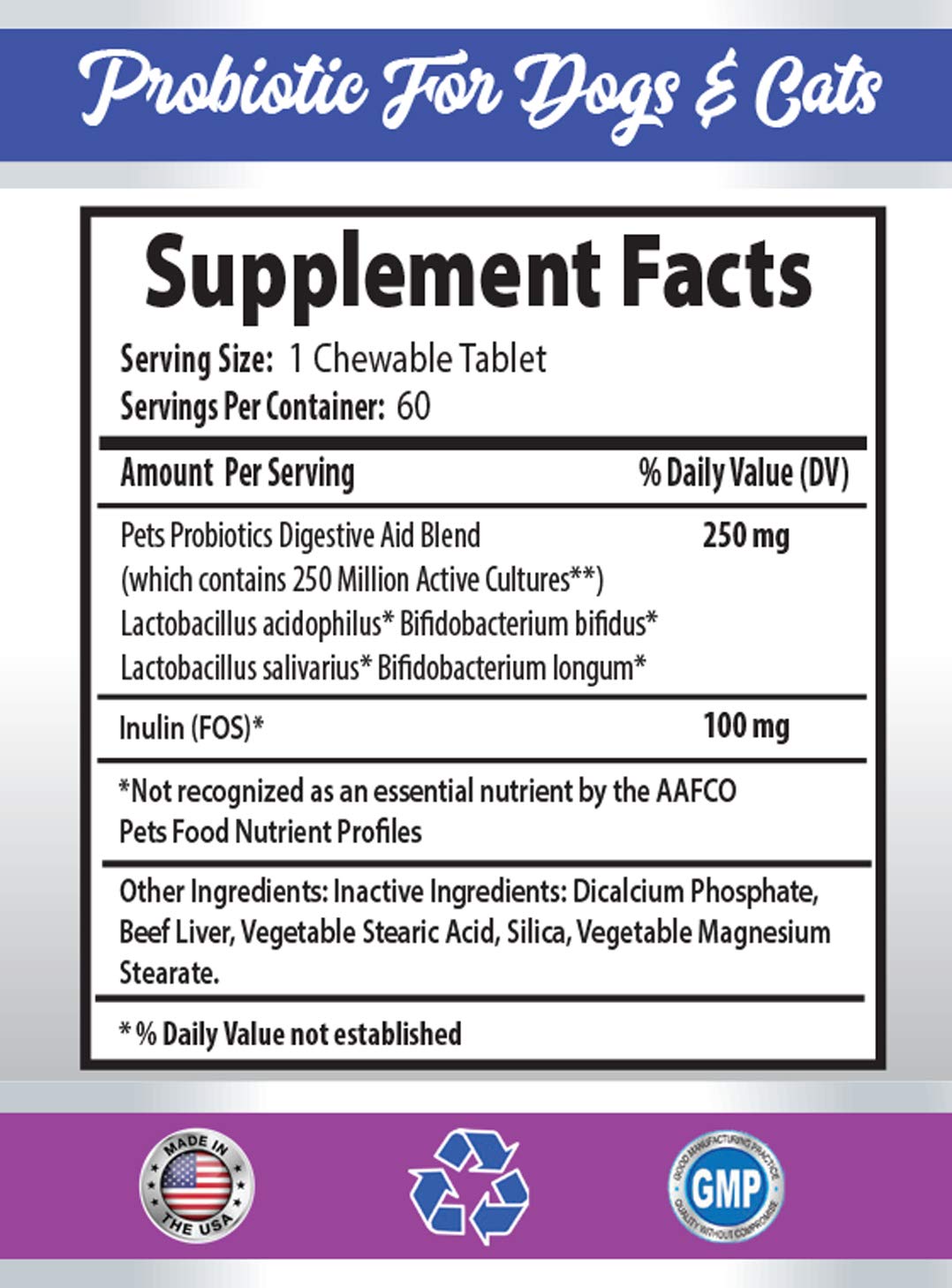 Digestive Supplements for Dogs - PROBIOTICS for Pets - Dogs Cats - Bad Gas and Breath Treats - Advanced Immune Boost - Dog probiotics Diarrhea - 2 Bottles (120 Treats)