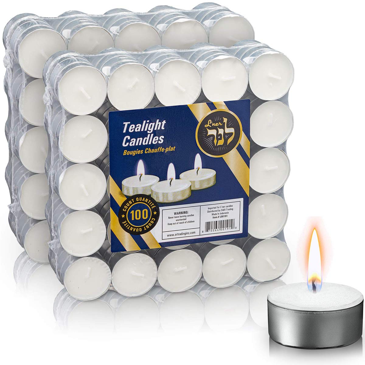 L'ner Tea Lights Candles - Pack of 200 White Unscented Candle Lights with 3.5 Hour Burning Time - Tea Candles for Wedding, Home, Parties, and Special Occasions