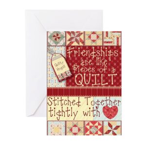 cafepress quilting friendships greeting cards greeting card (20-pack), note card with blank inside, birthday card matte