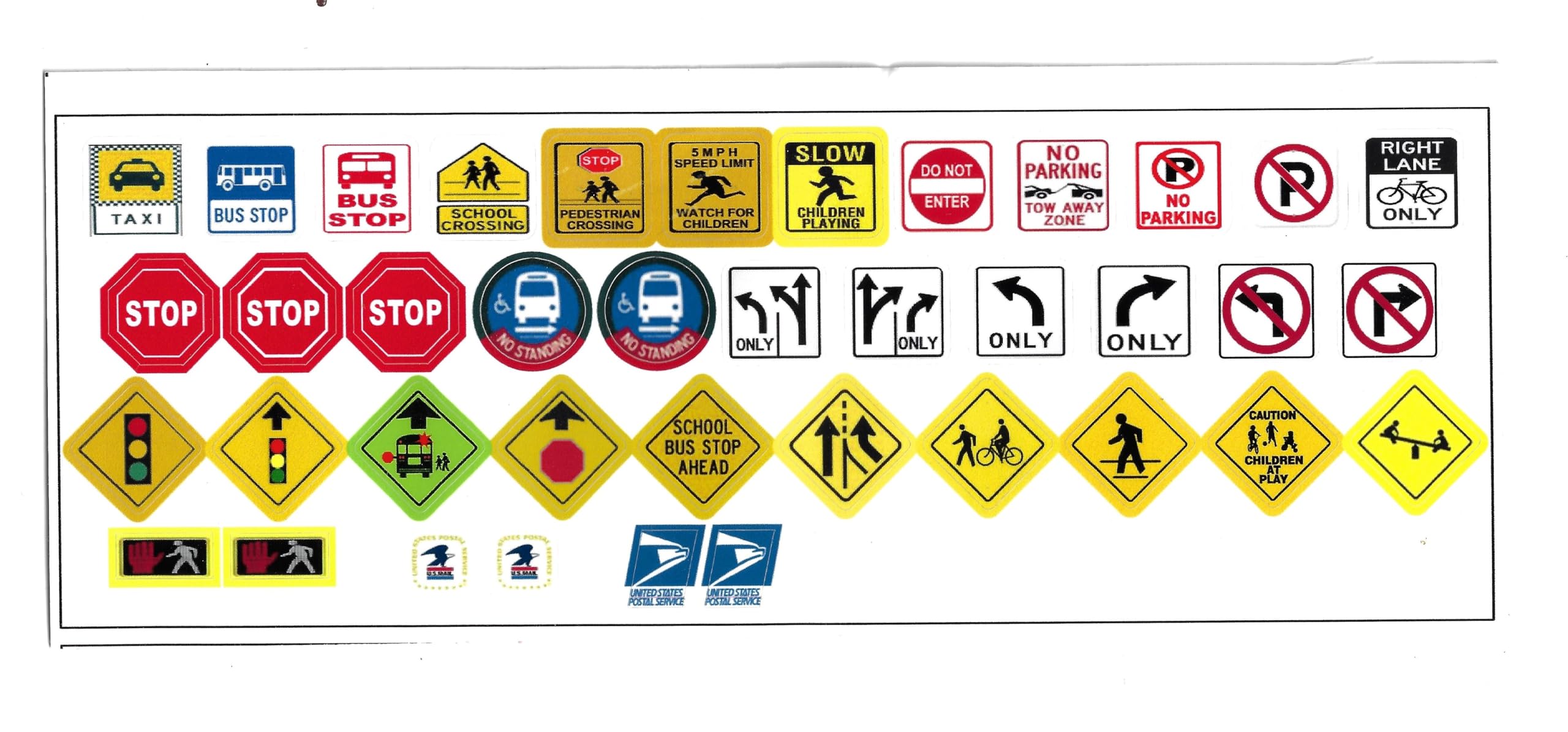 Educational Driving Traffic City Street Road Signs Stickers Set of 36 Vinyl Waterproof for Children 1:64 Scale HO, Arts & Crafts Supplies idea