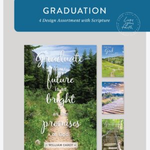 DaySpring - Paths Graduation - King James Version - 12 Boxed cards & Envelopes (4 Design Assortment with Scripture) - Graduate Your Future is as Bright as the Promises of God (J1336)